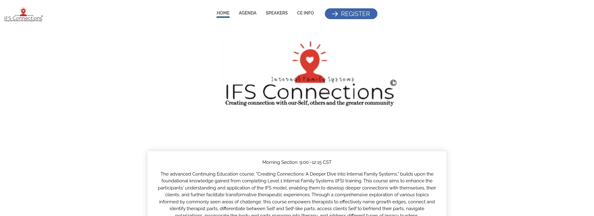 Creating Connections: A Deeper Dive into Internal Family Systems (Morning) Creating Connections: A Deeper Dive into Internal Family Systems (Morning)